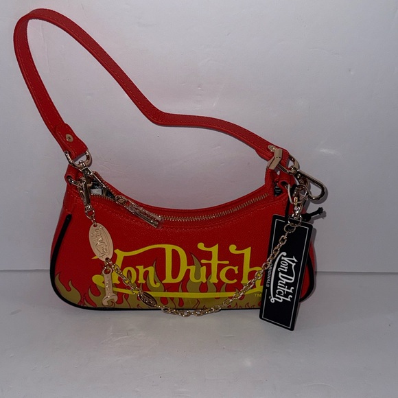 Von Dutch | Bags | Nwt Von Dutch Black Shoulder Bag Red Yellow With ...